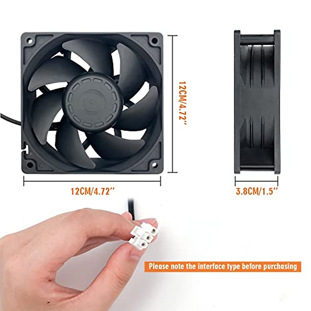 Upgraded Precision Control Fan Replacement for Char-Griller Gravity Fed 980 Charcoal Grill, 3800RPM Turbo Fan Helps Grill Reach Set Temperature Quickly (120mm)