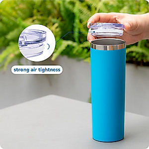 Prurex 2 Pack 20 oz Skinny Tumble Lids,Replacement Spill Proof Splash Resistant Sliding Cup Covers for 2.73" Inner DiameterTumbler,Straw Friendly,BPA Free