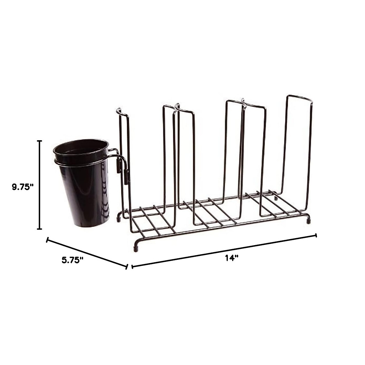 San Jamar C8003WFS Steel Cup and Lid Wire Organizer with Caddy and 3 Stacks, Black