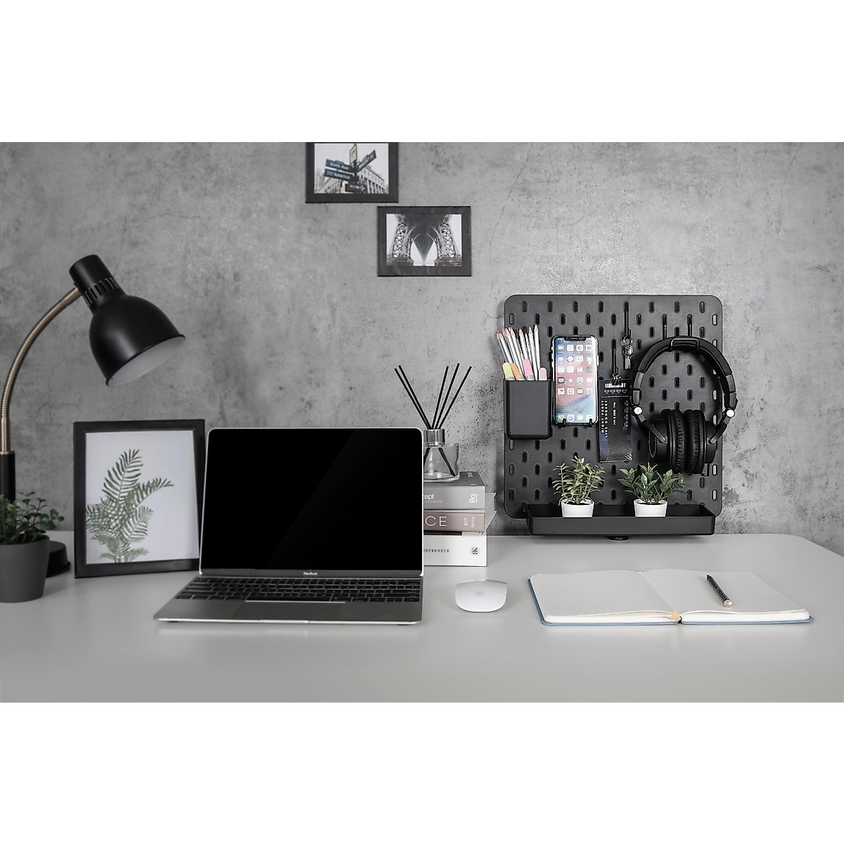 MAX SMART Clamp-on Desk Pegboard, Desk Privacy Panel, Office & Gaming Desk Organizer, Standing Desk Accessory - Efficiently Organize Above or Under Desk Placement
