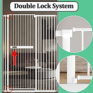 WAOWAO 61.02" Extra Tall Cat Pet Gate 30.11-33.07" Wide Pressure Mounted Walk Through Swing Auto Close Safety White Metal Baby Toddler Kids Child Dog Pet Puppy Cat for Indoor Stairs,Doorways