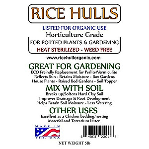 Rice Hulls - Organic Use - 5lb - House Plants – Gardening - Chicken Bedding Nesting