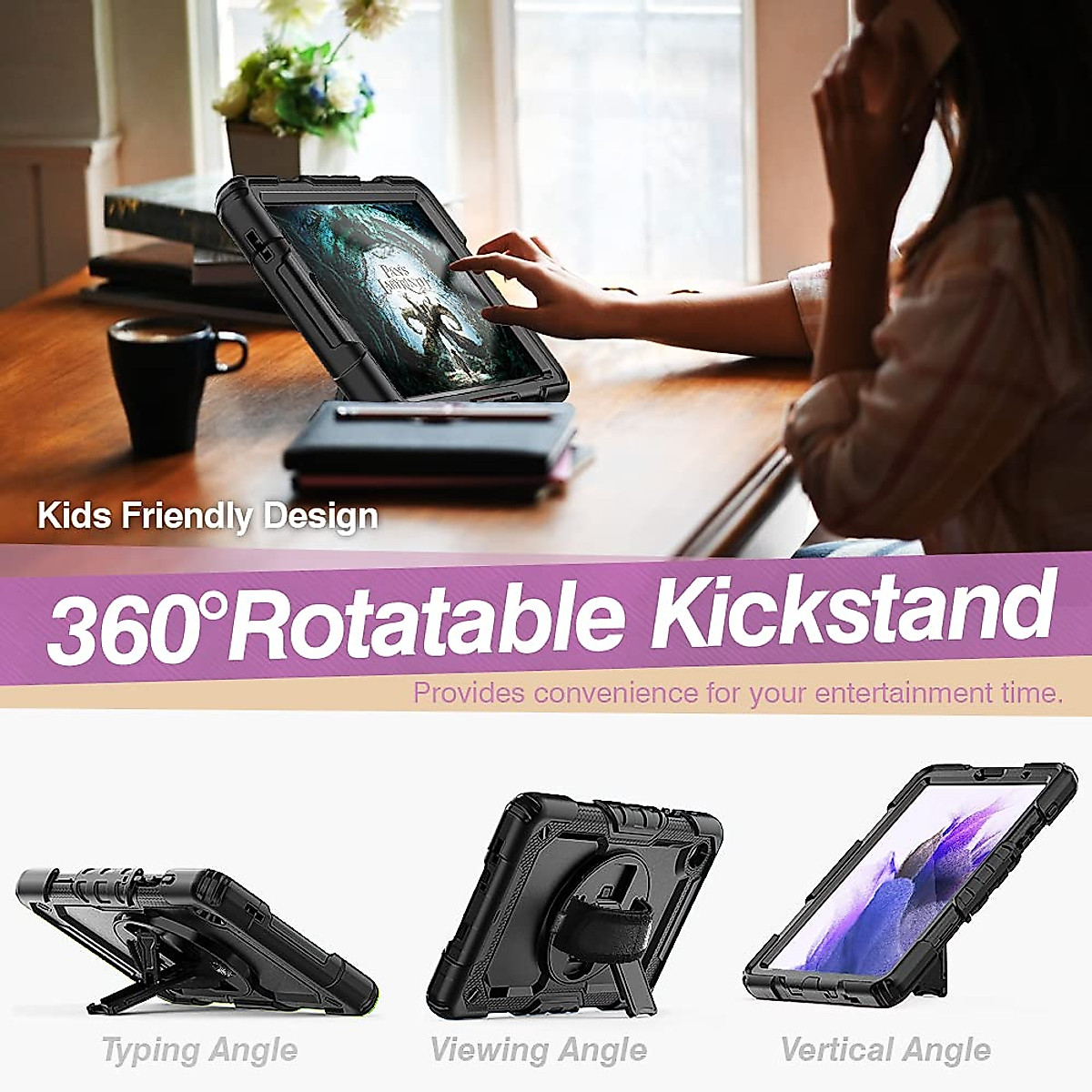 Sibeitu Samsung Galaxy Tab A7 lite Case 8.7 Inch 2021 with Screen Protector & Kickstand, Sturdy Rugged Samsung A7 Lite Case Kids w/Hand Strap Shoulder Strap for Galaxy A7 Lite Case SM-T220/T225