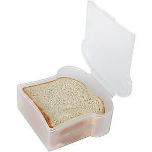 Pack of 3 Clear Food Storage Sandwich Containers for Lunch Prep (Toast Shape)