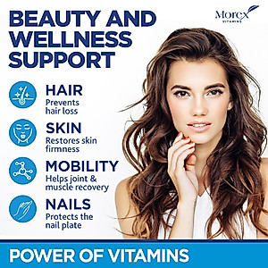 Hair Vitamins Natural Gummies - Biotin Multivitamin for Hair, Skin & Nails with Collagen & Keratin - Anti Aging Collagen Gummy Vitamins for Men & Women - Hair & Nail Growth Gummies - 60psc