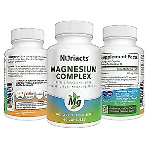 Nutriacts Magnesium Complex 60 Capsules: 4-in-1 Energy, Mood, Sleep, Digestive Support with Aquamin - Gentle to Stomach, High Absorption Formula for Optimal Health - Magnesium 500mg
