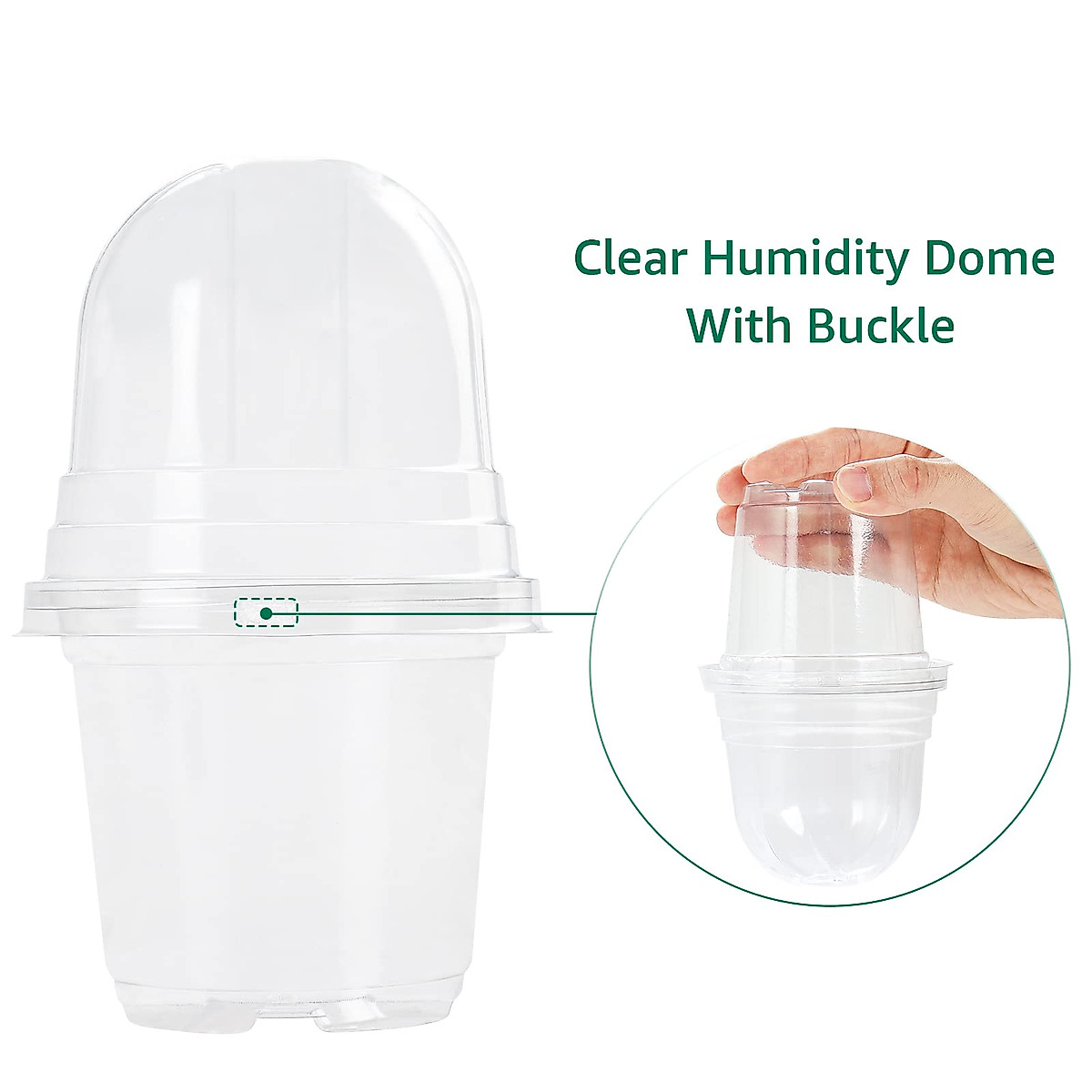 MIXC Clear Plant Nursery Pots with Humidity Dome 4" Soft Transparent Plastic Gardening Pot Planting Containers Cups Planter Small Starter Seed Starting Trays for Seedling with 10pcs Plant Labels