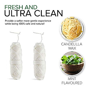 Biodegradable Mint Dental Tooth Lace Floss - 2X Refillable Flossers - 100% Organic Natural and Compostable Teeth Silk Spool - Waxed with Candelilla Wax & Eco-Friendly Zero Waste Packaging