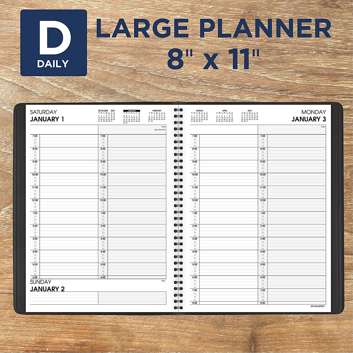 AT-A-GLANCE 2022 Two Person Daily Appointment Book & Planner by AT-A-GLANCE, 8" x 11", Large, Black (7022205)