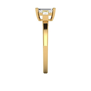 0.8 Ct Brilliant Emerald Cut Clear Simulated Diamond 14K Yellow Gold Three Stone Engagement Promise Bridal Ring Size 5.75