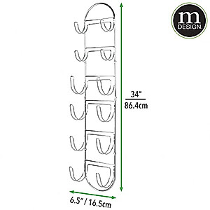 mDesign Steel Wall Mount Towel Rack with 6 Compartments - Towel Holder and Towel Storage Shelf Organizer for Bathroom, Powder Room - Chrome