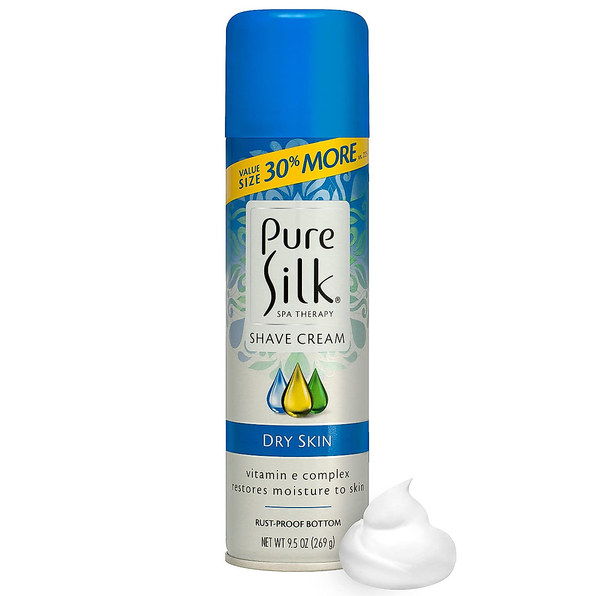 Value Size - Pure Silk Dry Skin Treatment Spa Therapy Shave Cream, 9.5 Ounces (Pack of 6)