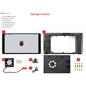 XYGStudy 5.5 inch Raspberry Pi HDMI Capacitive Touch AMOLED Display Monitor Toughened Glass Panel 1080×1920 with Protection Cover Case for Mini PC Raspberry Pi 4 Model B Computer Monitor