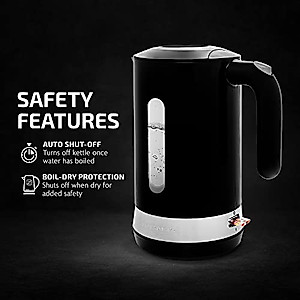 Ovente Electric Kettle, 1.8 Liter with Prontofill Lid 1500 Watt BPA-Free Fast Heating Element with Auto Shut-Off & Boil Dry Protection, Instant Hot Water Boiler for Coffee & Tea, Black KP413B