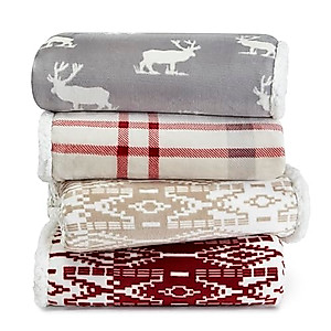 Eddie Bauer Ultra-Plush Collection Throw Blanket-Reversible Sherpa Fleece Cover, Soft & Cozy, Perfect for Bed or Couch, San Juan Red Clay