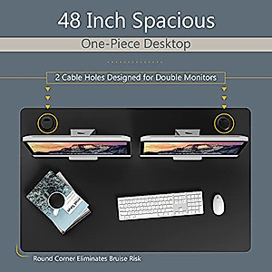 Tangkula Electric Dual Motor Standing Desk, 48 x 30 Inch Height Adjustable Sit Stand Computer Workstation w/ 3 Position Memory Controller, Anti-Collision Design, 1" Thick Tabletop, Home Office Desk
