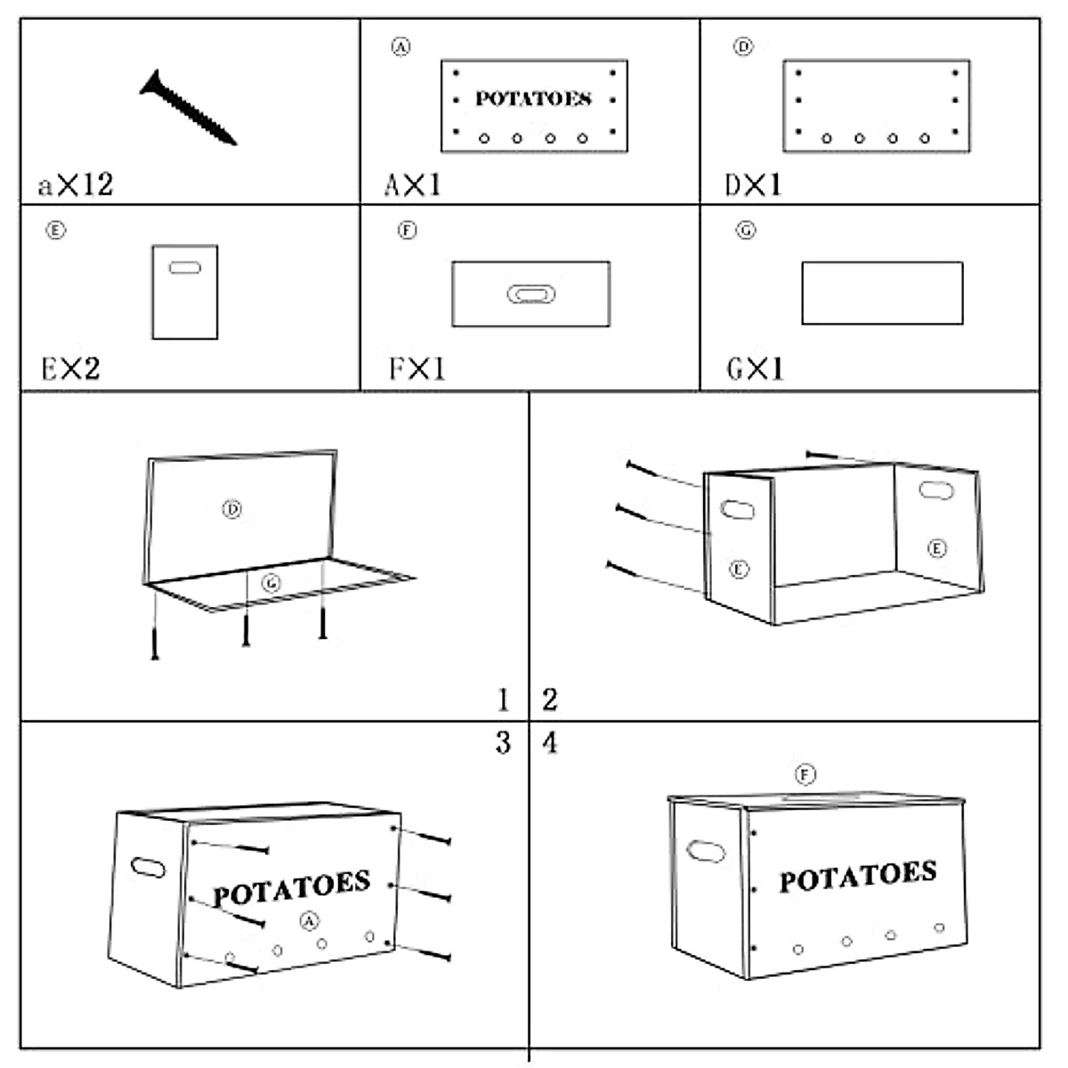 Xbopetda Potato Storage, Bamboo Storage Bin for Potato, Kitchen Storage Canister with Wooden Lid & Aerating Storage Holes - Kitchen Pantry Organizer Box Fruit Vegetable Fresh Keeper (Needed Assemble)