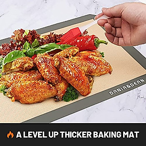 Silicone Baking Mats Set of 7 Reusable Nonstick Macarons Food Safe Half Sheets, Rolling Pin, Dough Scraper, Oil brush, Cookie Cutters, Oven Liner,Fondant/Pie Crust Mat Supplies for All