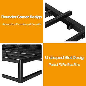 POOUPHV Twin Box Spring 5 INCH High Profile Metal Heavy Duty Easy Assembly Sturdy Box Springs Mattress Foundation Extra-Strong Support No Noise Easy to Clean