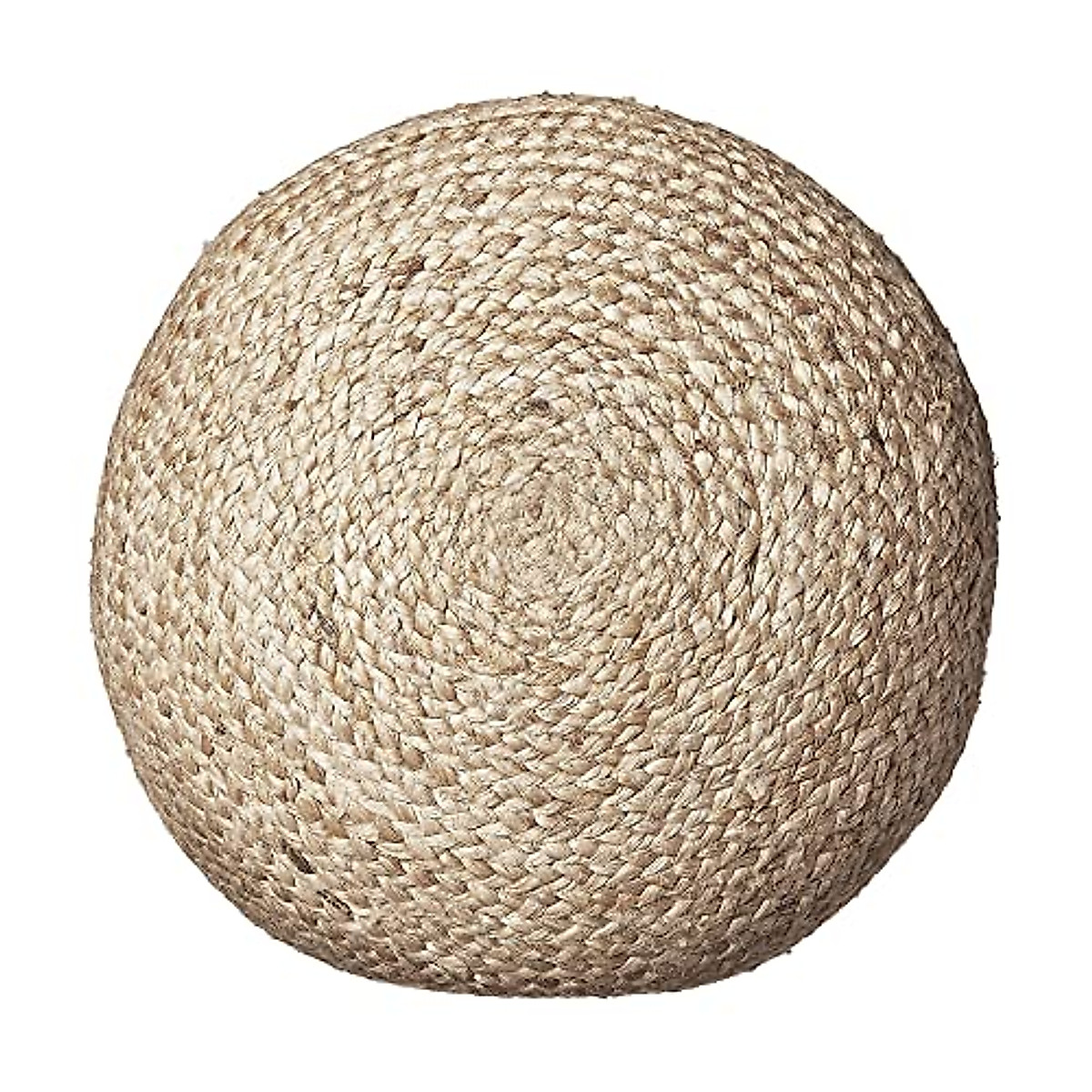Decor Therapy Round Braided Natural Jute Woven Pouf Ottoman, 19" x 10"