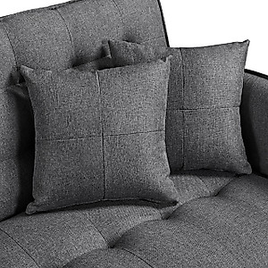 Yaheetech 78” Convertible Sofa Bed with USB Ports Sleeper Couch Futon Daybed Sofa for Living Room Adjustable Loveseat Linen Fabric, Dark Gray