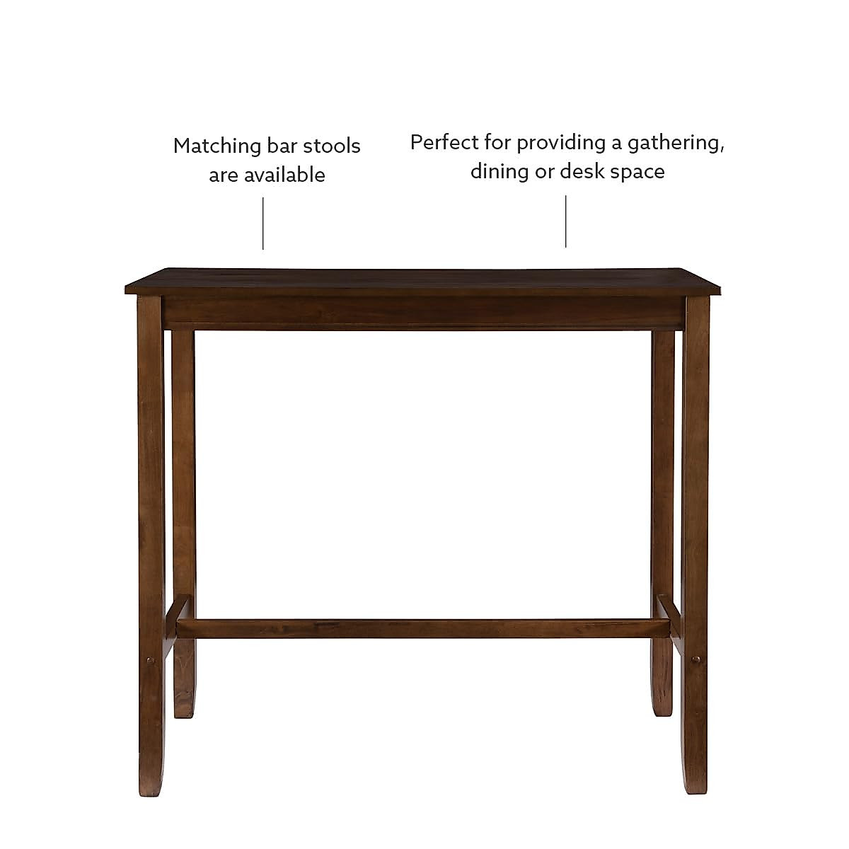Linon 42 inch Height Pub Claridge Table, Rustic Brown Bar