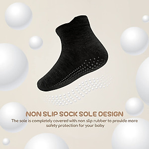 Aroveea Non Slip Grip Ankle Baby Socks 1-3 Years old Black For Toddler Boys and Girls Kids Socks 12 Pack,Infant Cute Cotton Baby Socks