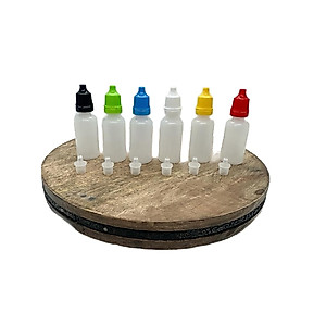 1/2 oz (15ml) LDPE Plastic Thin Tip Dropper Bottles, Small Empty Squeeze Dropper Bottles - Solvents, Essential Oils, Eye drops, Saline, Arts and Crafts -BPA Free -pack of 6 with mixed color caps