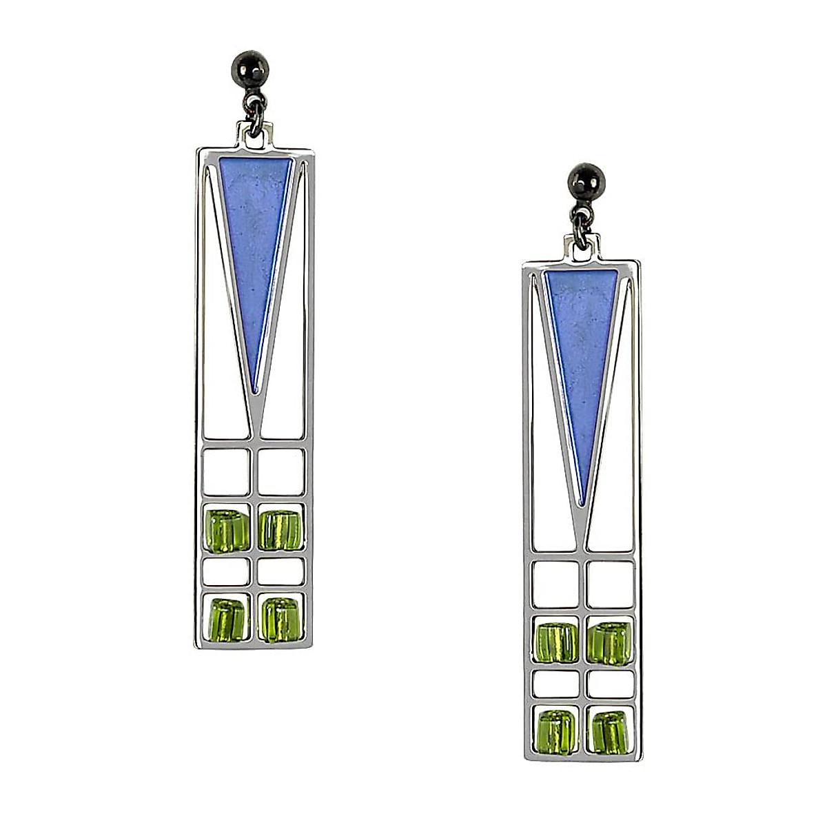 Frank Lloyd Wright Light Screen Blue Enamel Earrings