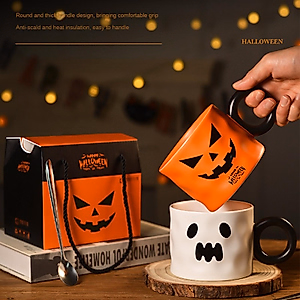 SOURCEBEAT 1Pc Halloween Cartoon Mug Ghost Elf Ceramic Cup Mug Water Cup Coffee Cup Milk Juice Cup Halloween Gifts Mugs white