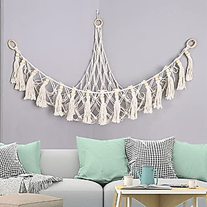 Enfudid Large Stuffed Animal Toy Hammock, 47 inch Toy Hammock Organizer for Stuffed Animal Display Corner Plush Toys Net Holder Boho Decor for Nursery Playroom Bedroom Kids Room Storage