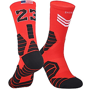 Disile Elite Basketball Socks, 3 Pack Cushioned Sports Socks Crew Socks for Men & Women