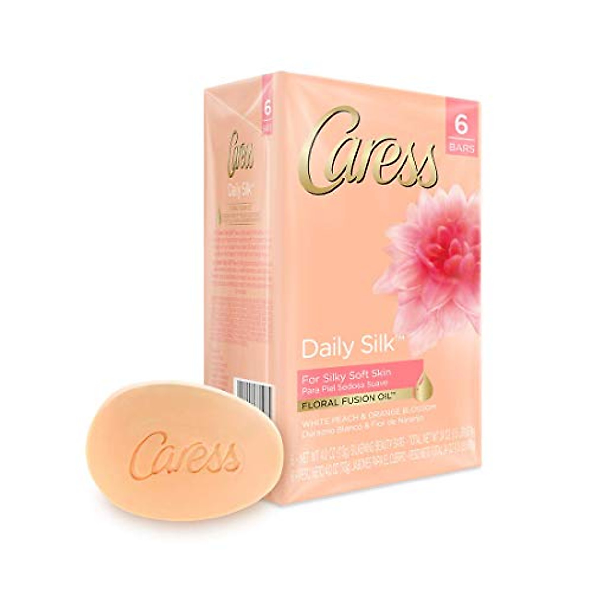 Caress Beauty Bar Soap For Silky, Soft Skin Daily Silk With Silk Extract and Floral Oil Essence 8 Bars 3 Count