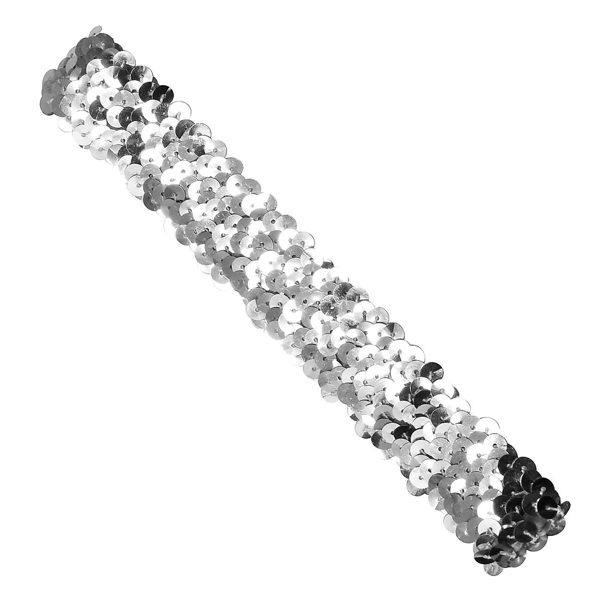 Mandala Crafts Sparkle Silver Sequin Headbands for Women Girls - 12 Glitter Stretch Elastic Sequin Headband Set for Fashion Dance Disco Party Favor