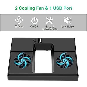 Cooling Fan Compatible for Xbox Series X, External Cooler Game Console Cooling Systems with 2 Cooling Fan and 1 USB Port