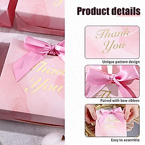 Shindel 16PCS Small Thank You Gift Bags, Mini Party FavoR Bags Pink Candy Bags Treat Boxes Paper Gift Bags with Bow Ribbon for Wedding Bridal Baby Shower Birthday Party