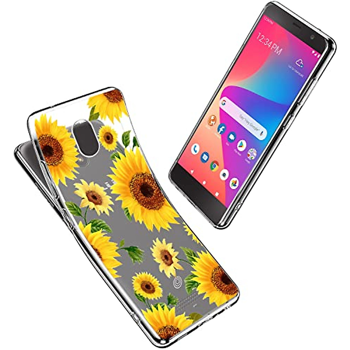 YJROP (3-Pack) for BLU View 2 Case, for BLU View 2 B130DL Case, Soft Clear TPU [Scratch-Resistant] Drop Silicone Bumper Protection Shockproof Phone Case Cover for BLU View 2 B130dl,Flower