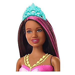 Barbie Dreamtopia Sparkle Lights Mermaid Doll with Swimming Motion and Underwater Light Shows, Approx 12-inch with Pink-Streaked Brunette Hair, Gift for 3 to 7 Year Olds