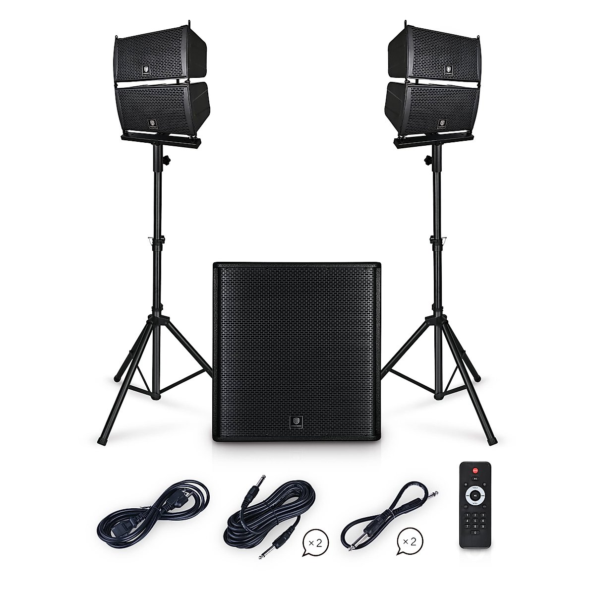 PRORECK Club 4000 18-inch 4000W P.M.P.O Stereo DJ/Powered PA Speaker System Combo Set Line Array Speaker and 18 inch Active Subwoofer with Bluetooth/USB/SD Card/Remote Control