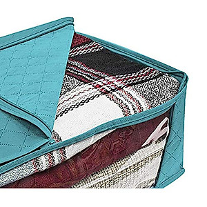 NARFIRE 3Pcs Large Storage BoxThick Oxford Large Capacity Storage Box Organizer with Window Reinforced Handle for Clothes Blanket Comforter Closet