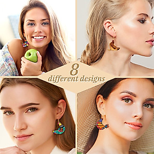 8 Pairs Acrylic Hen Chicken Earrings Lovely Gift for Girl Women Funny Animal Rooster Drop Dangle Earrings Cute Farm Chicken Jewelry for Ladies