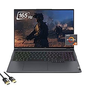 Lenovo Legion 5 Pro Gaming Laptop, 16" QHD IPS 165Hz, AMD 8-Core Ryzen 9 6900HX, GeForce RTX 3070 Ti, 32GB DDR5, 2TB PCIe SSD, VR Ready, HDMI, RJ45, WiFi 6, 4-Zone RGB, SPS HDMI 2.1 Cable, Win 11