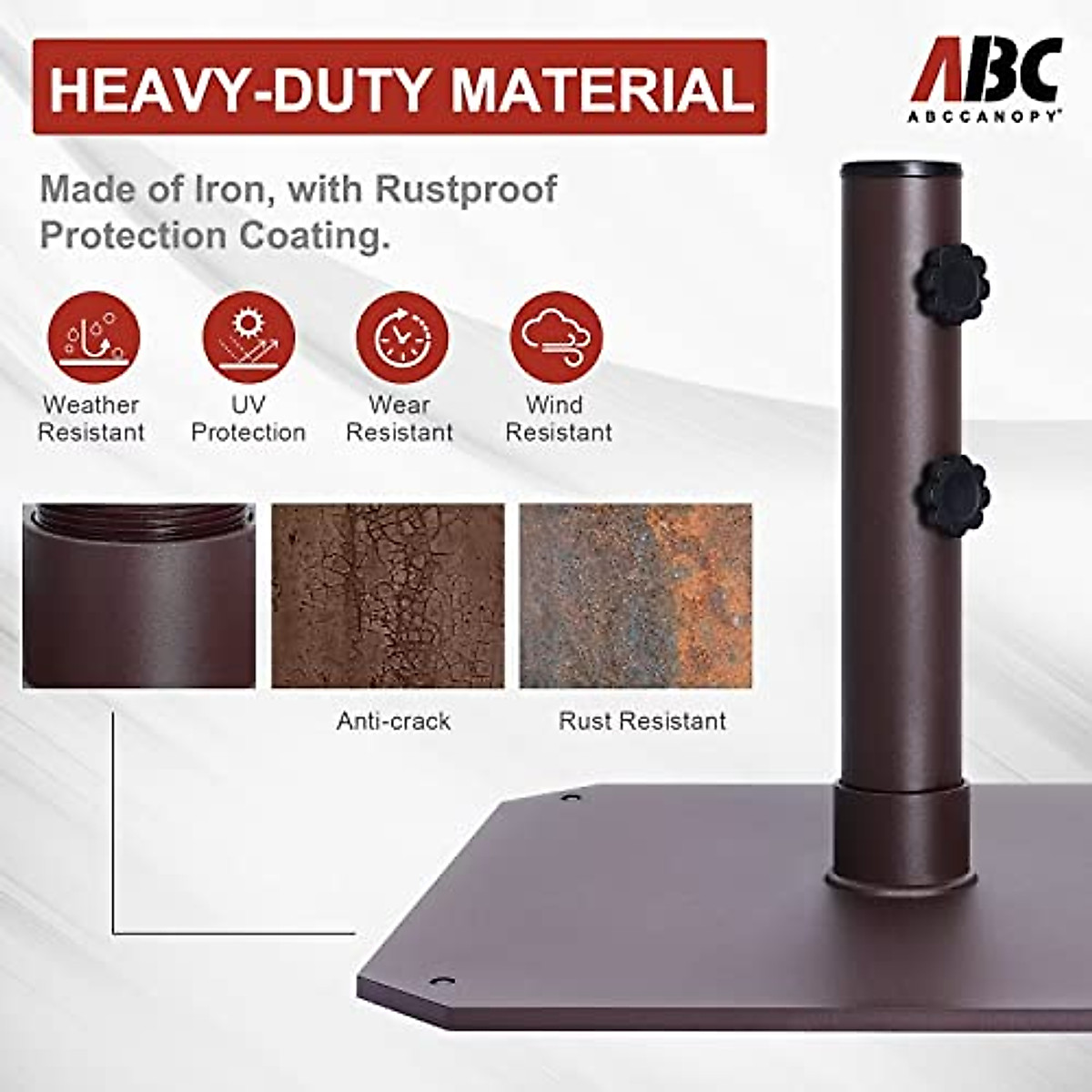 ABCCANOPY Patio Umbrella Base Heavy Duty Umbrella Holder Outdoor Umbrella Stand Iron Plate Stand, 37 lbs Octagon, Brown
