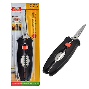 Lobster Crab Shears, Yamix 3Pcs Multifunction Stainless Steel Seafood Scissors Lobster Crab Crack Shells Shears - Silver