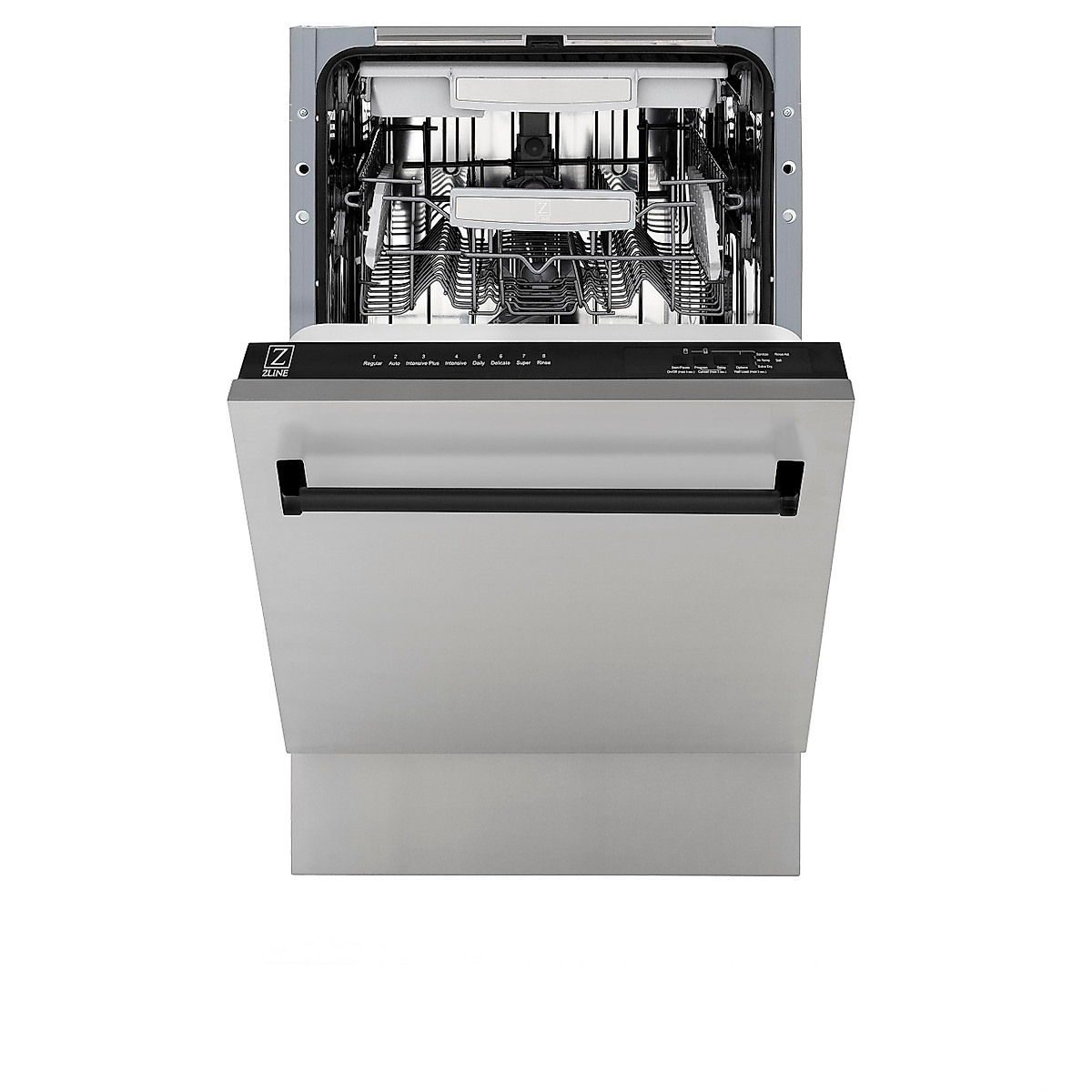 ZLINE Autograph Edition 18" Compact 3rd Rack Top Control Dishwasher in Stainless Steel with Matte Black Handle, 51dBa (DWVZ-304-18-MB)