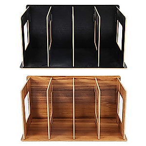 Yuecoom Wooden DIY Desktop Bookshelf, Portable Mini Books Rack, Sturdy and Durable for Storage Magazine Holder Students Kids Adult (Cherry Wood)