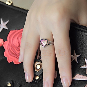 Acchen Mood Ring Heart Shaped Changing Color Emotion Feeling Finger Ring 2 Pcs with Box (Heart Shaped, Adjustable)