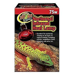 Nocturnal Infrared 75w Reptile Basking Bulb - Includes Attached DBDPet Pro-Tip Guide - Good for Night Time Heating or Basking