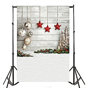 Leyiyi 3x5ft Photography Background Merry Christmas Backdrop Snowflake Sunlight Magic Star Balls Cold Winter Snowcovered Fir Pane White Redberry Needle Happy New Year Photo Portrait Vinyl Studio Prop