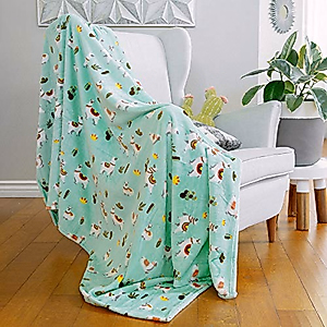 AVAFORT Velvet Plush Home Fleece Throw Blanket for Couch Sofa Bed, Warm Elegant Fuzzy Flannel Blanket for Kid Baby Adults or Pet, Lightweight Soft Cozy Warm Luxury Microfiber Blankets (Llama-Aqua Sky)
